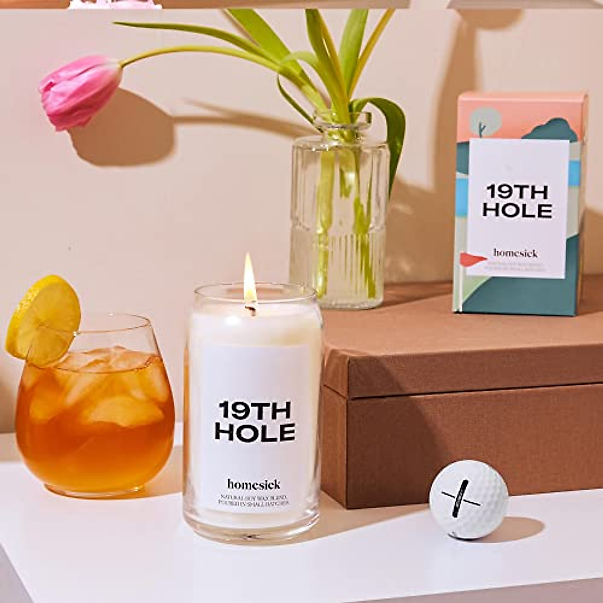 Homesick Premium Scented Candle, 19th Hole - Scents of Sand Dunes, Golden Hops, Amber, 13.75 oz, 60-80 Hour Burn, Gifts, Soy Blend Candle Home Decor, Relaxing Aromatherapy Candle