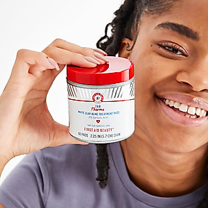 First Aid Beauty - FAB Pharma White Clay Acne Treatment Pads with 2% Salicylic Acid, Daily Compostable Exfoliating Pads for Breakouts, Whiteheads, Blackheads and Acne, Safe for Sensitive Skin, 60 Pads