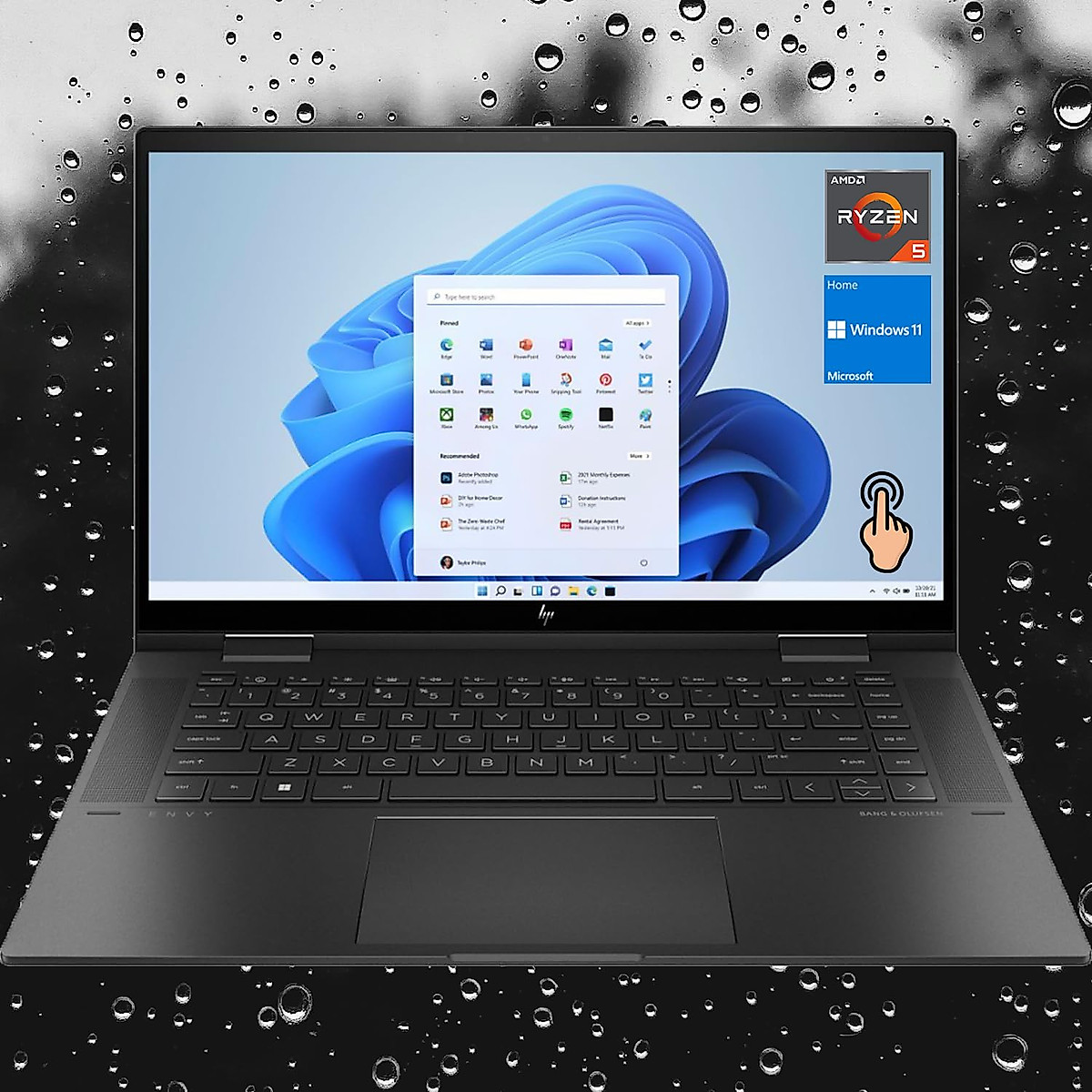 HP Newest Envy x360 2-in-1 Laptop, 15.6" Full HD Touchscreen, AMD Ryzen 5 5625U 6-Core Processor, 16GB RAM, 1TB SSD, Backlit Keyboard, HDMI, Webcam, Wi-Fi 6, Windows 11 Home, Stylus Pen Included