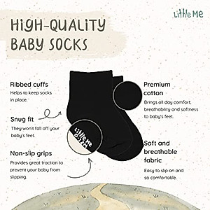 Little Me baby girls Solid Color Pack Newborn Infant Toddler Unisex Socks, Black, 0-24 Months US