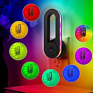 Night Light for Kids, RGB Color Changing Night Lights, LED Night Light Plug in with Dusk to Dawn Sensor, 7 Solid Colors & RGB Cycling NightLight, 1W RGB Lights for Gaming Room Kids Room Bedroom 1Pack