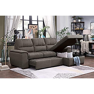 Homelegance 98" Convertible Sectional Sofa with Storage, Taupe