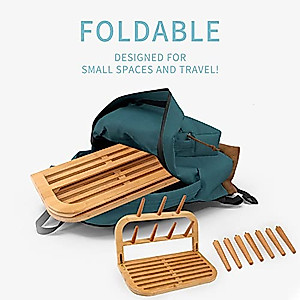 SILICOCO Baby Bottle Drying Rack, Bamboo Dish Drying Rack Foldable Organizer Holder with Locking Buckle, Baby Bottle Holder for Plastic Bags, Cups, Accessories
