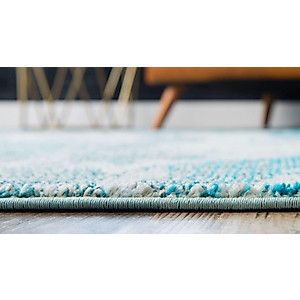 Unique Loom Positano Collection Coastal Modern Fish Light Blue Area Rug (8' x 10')