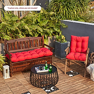 ARTPLAN Outdoor Bench Cushion for Patio Furniture,Tufted Patio Loveseat Cushion for Wooden Metal Wicker Bench Chair,48"X18"X4",Red