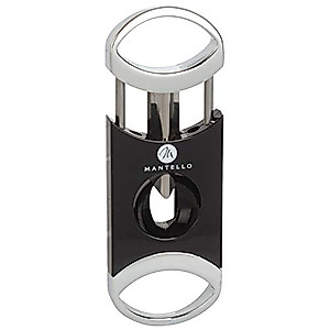 Mantello V-Cut Cigar Cutter Gloss Black in Gift Box
