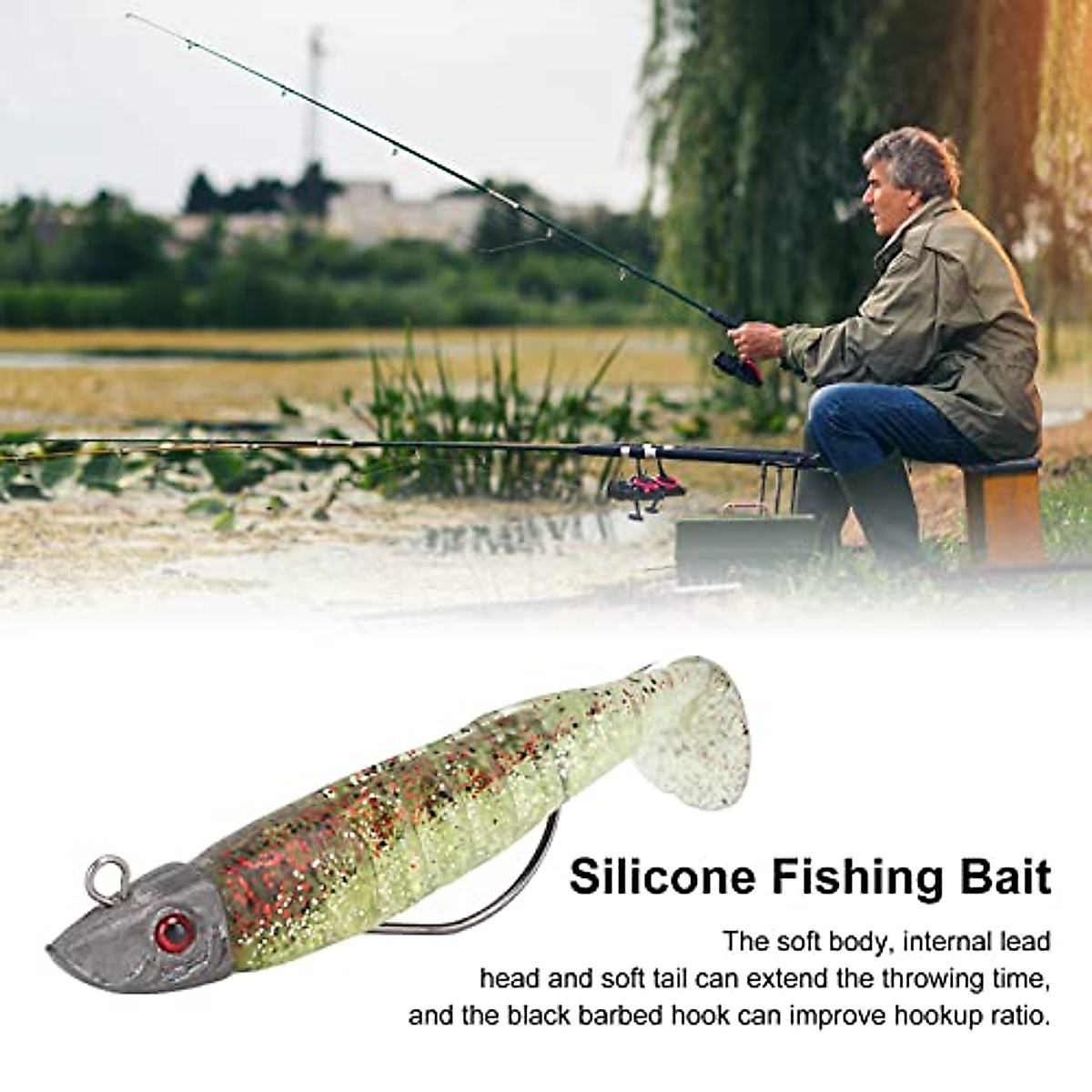 Soft Lure, Artificial Fishing Lure Compact Feel Comfortable for Freshwater for Saltwater for Anglers(Willow Yellow)