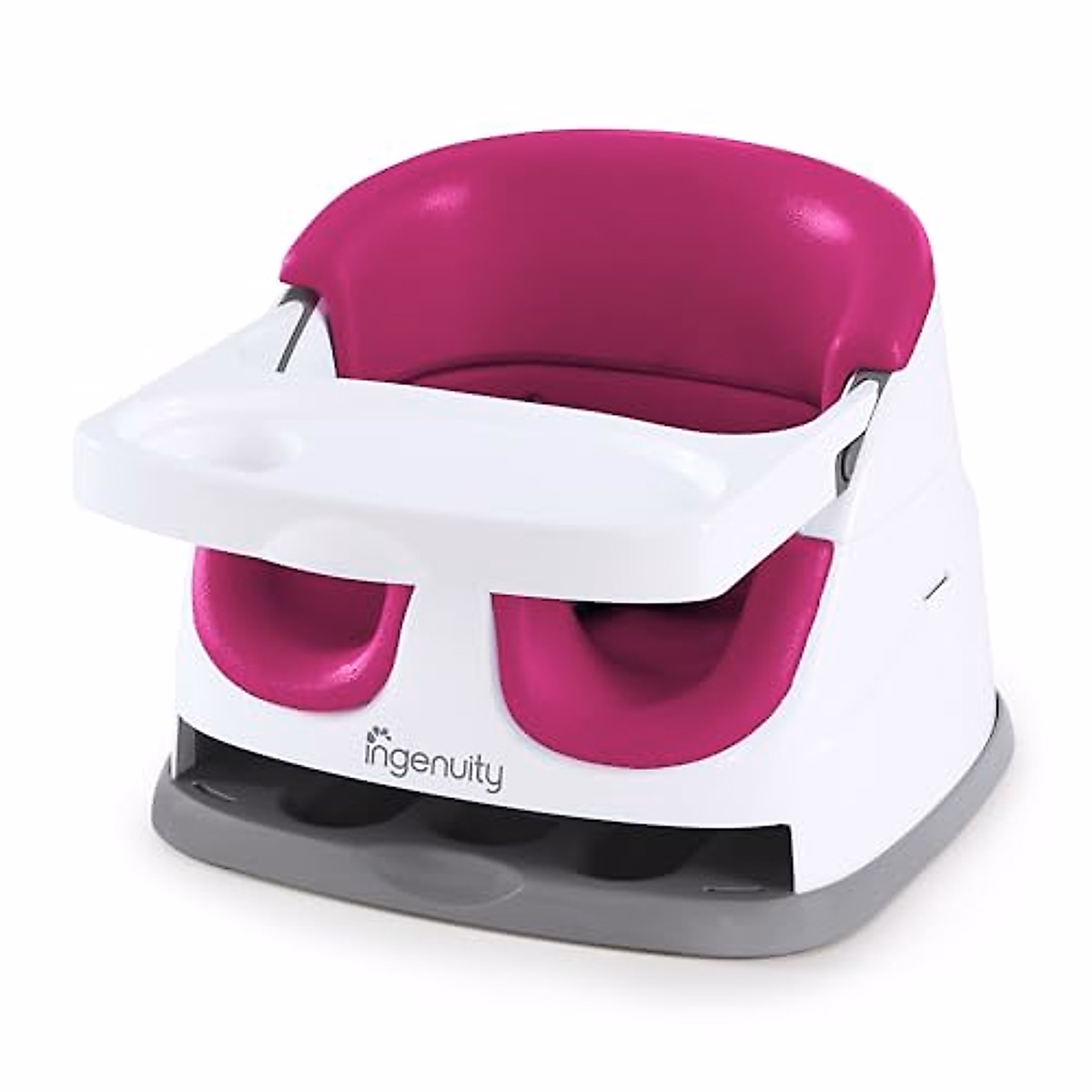 Ingenuity Baby Base 2-in-1 Booster Feeding and Floor Seat with Self-Storing Tray - Pink Flambe