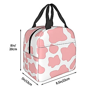 carati Insulated Lunch Bag Women Girls, Reusable Cute Tote Lunch Box for Kids & Men, Leakproof Cooler Lunch Bags for School Work Office Travel Picnic, Pink Cow Print