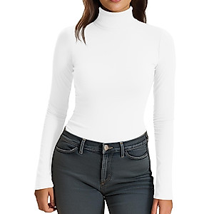 Zengjo Thermal Turtleneck Women Cold Weather(Off White,M)