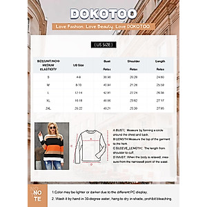 Dokotoo Womens Sweaters Round Neck Striped Cute Winter Pullover Sweaters for Women Trendy 2023 Drawstring Orange Medium