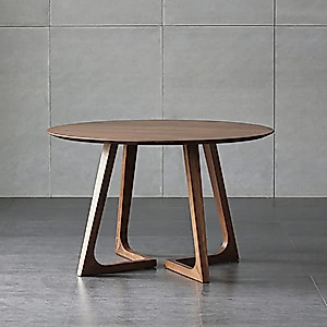 BIGMAII Farmhouse Pine Wood Dining Table, Brown Round Kitchen Table Rustic Solid Wooden Table with Double Pedestal - 31.5"