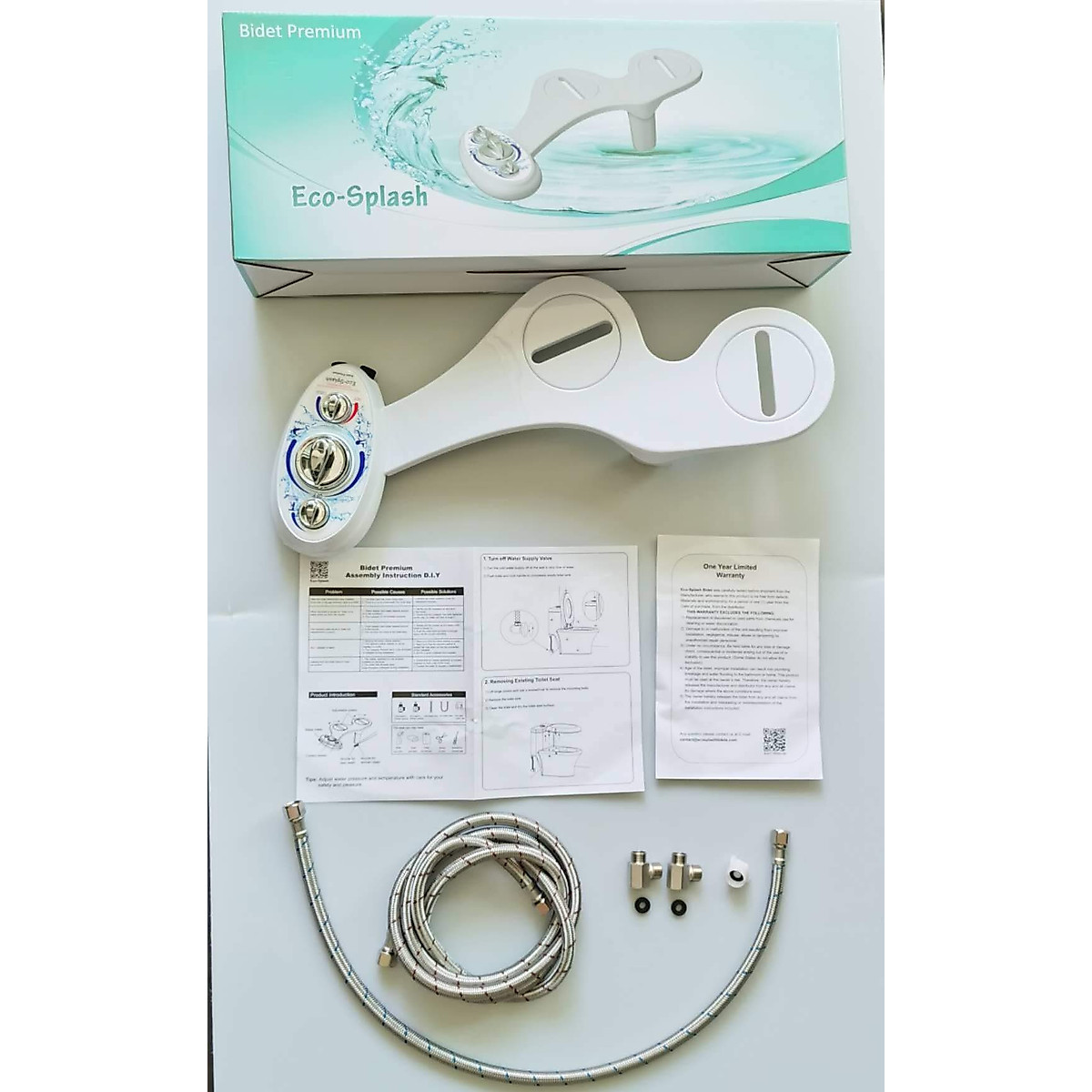 Bidet Attachment Toilet Eco-Splash Bidet Premium - Dual Nozzle - Hot and Cold Water - Self Cleaning Bidet Toilet Attachment