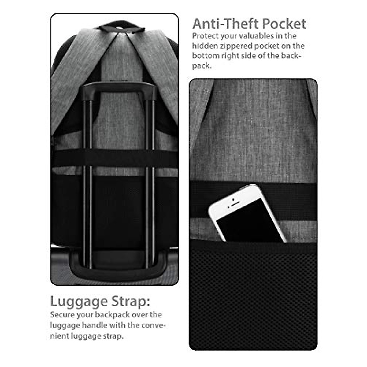 Rockland Business Pro USB Laptop Backpack, Grey, Large