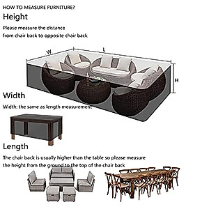 Patio Furniture Cover-White, 110x55x30inch, Rectangle Outdoor Table and Chairs Furniture Covers, Made of 420D Oxford Cloth, Waterproof/Wind/Dust Proof/Anti-UV Furniture Covers, All-Season Protection