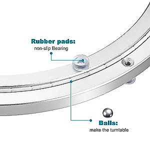 MECCANIXITY Aluminum Lazy Susan Turntable Ring Large Bearing Metal Rotating Turntable Bearings Swivel Plate Hardware 16 Inch Mute for Round Dining-Table Showcase Display Stand Services Silver