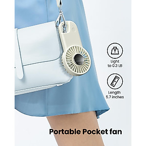 Koonie Cooling Handheld Fan, Battery Operated Fan with Hook, 10 Hours, Ice Cooling Mode, 3 Wind Speed, Portable Pocket Fan for Travel Indoor Outdoor