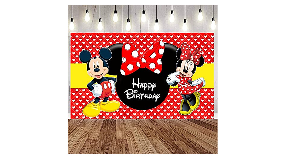 Mickey Minnie Mouse Themed Backdrop and Tablecloth Party Supplies ...
