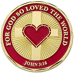 God Loves You Coin, for God So Loved The World That He Gave His Only Begotten Son, John 3:16 Gift. Gold Plated Christian Challenge Coin. Collectible. Eternal Life, Heavenly Father’s Heart Token.