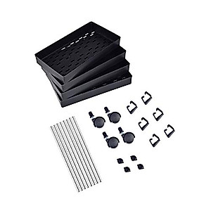 AHXML 4-Tier Storage Cart Rolling Utility Cart Storage Shelf Rack Mobile Storage Organizer Shelving for Office, Kitchen, Bedroom, Bathroom, Laundry Room & Dressers, Plastic & Stainless Steel, Black