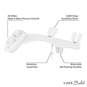 LUXE Bidet NEO 185 Plus - Value Pack of 2 - Patented Bidet Attachments for Toilet Seat with Innovative Hinges to Clean, Slide-in Easy Install, and Advanced 360° Self-Clean (Chrome and White)