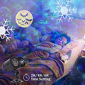 YUICHH Christmas Projector Lights, HD LED Projector Lights Waterproof, Projector Lights (Ocean Wave & Patterns) with Remote Control Timer for Indoor/Outdoor Holiday Gathering Birthday Party