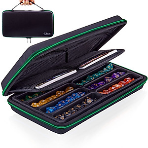 SIQUK Green EVA Dice Case with Detachable Tray and Handle for Dungeons & Dragons and Other RPG Games