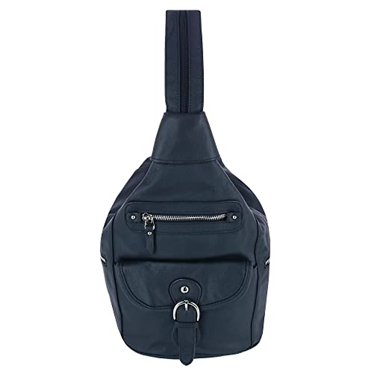 CTM® Women's Leather Sling Strap Backpack, Black