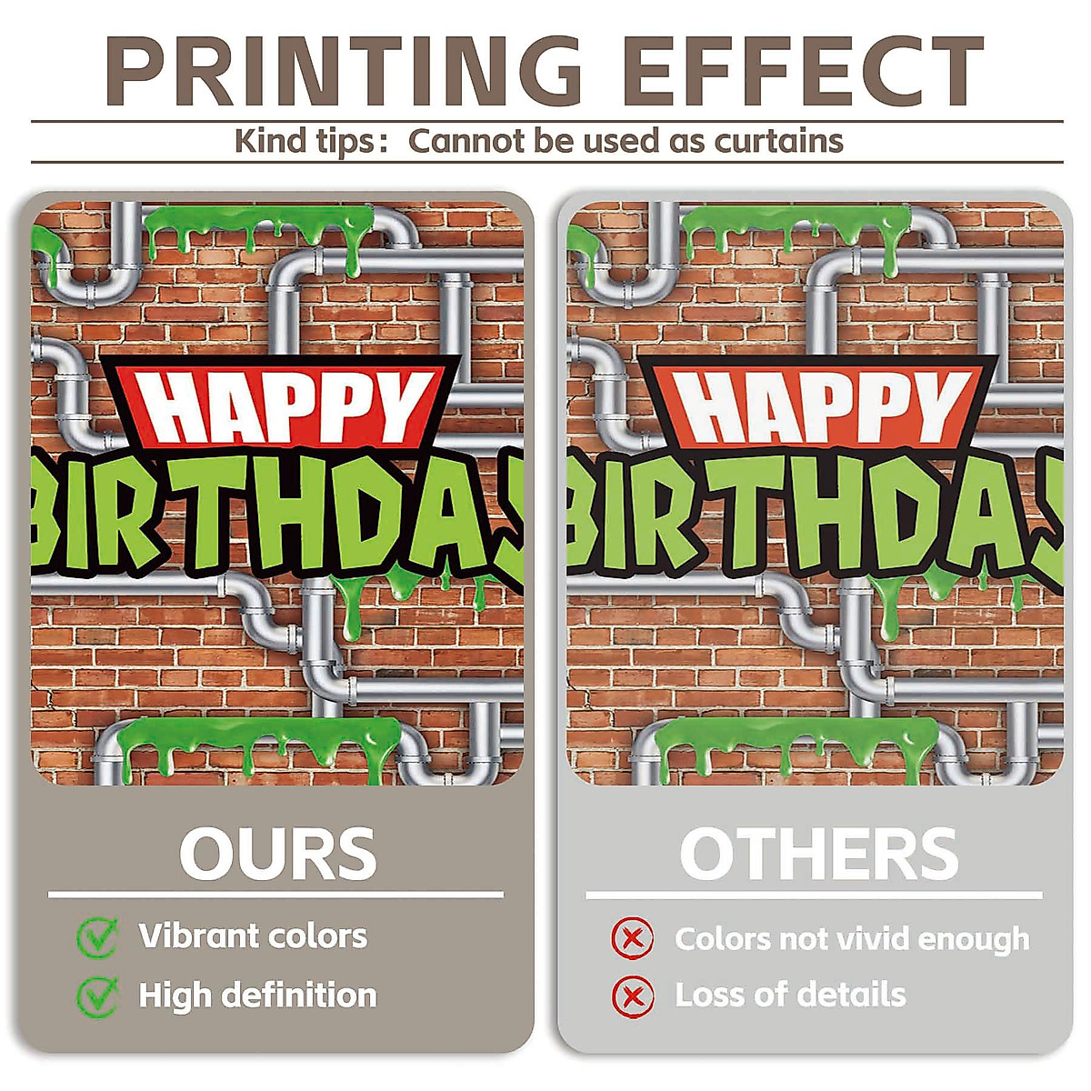 Yriujul 96x60inch Anime Kids Birthday Backdrop Cartoon Ninja Tortoise Party Banner Water Pipe Red Brick Wall Photography Background Photo Props