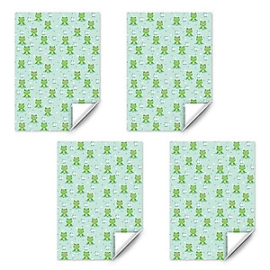 Winterworm Cute Frog Wrapping Paper,Green Birthday Gift Wrapping Paper for Girls Boys,4 Folded Sheets Lotus Leaf Flower Kraft Gift Wrapping Paper for Christmas Baby Shower Kids Gift Wrap,28 * 20 Inch