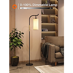 addlon Floor Lamps for Living Room, dimmable Floor lamp with Linen lampshade, arc Floor lamp Modern Standing Lamps, Bright Floor lamp for Bedroom and Office - Black