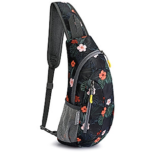 G4Free Sling Bags Men and Women Shoulder Backpack Small Cross Body Chest Sling Backpack(Black Base Floral)