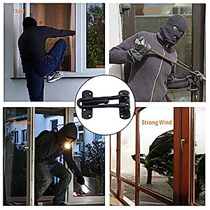 SAISN Door Reinforcement Lock Latch Swing Bar Lock for Home Security Front Door Locks for Kids Thicken Solid Aluminium Alloy (Black)