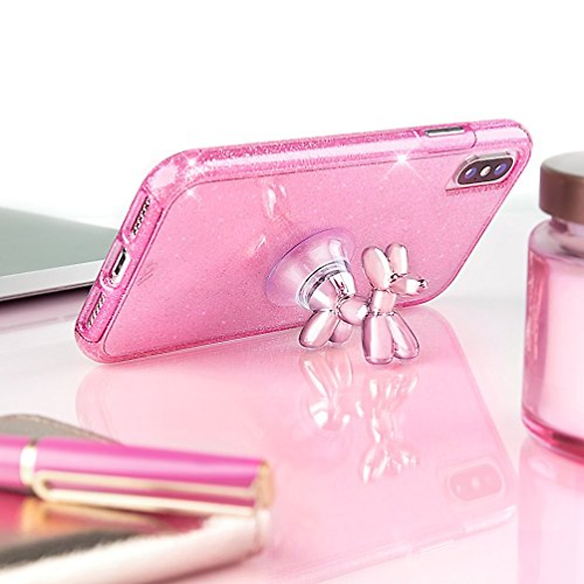 Case-Mate - Phone Holder - STAND UPS - Balloon Dog - Phone Stand - Blush, Wireless Charging