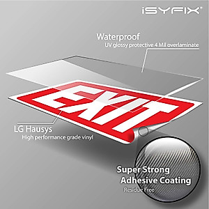 iSYFIX Exit Signs Stickers – 2 Pack 10x7 Inch – Premium Self-Adhesive Vinyl, Laminated for Ultimate UV, Weather, Scratch, Water and Fade Resistance, Indoor and Outdoor