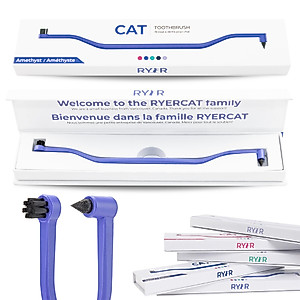 RYERCAT Dual Sided Cat Toothbrush - Kitten Toothbrush with Micro Head to fit into Cat/Kittens Mouth - Cat Dental Care Supplies - Pet Toothbrush for Cats(Amethyst Purple)