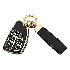 vurbemes 360 Degree Soft TPU Protector Key Fob Cover Case fit for 2019 2020 2021 2022 GMC Yukon Chevy Chevrolet Suburban Tahoe GM Buick Encore Keyless Entry Key Fob (6 Button, Black)