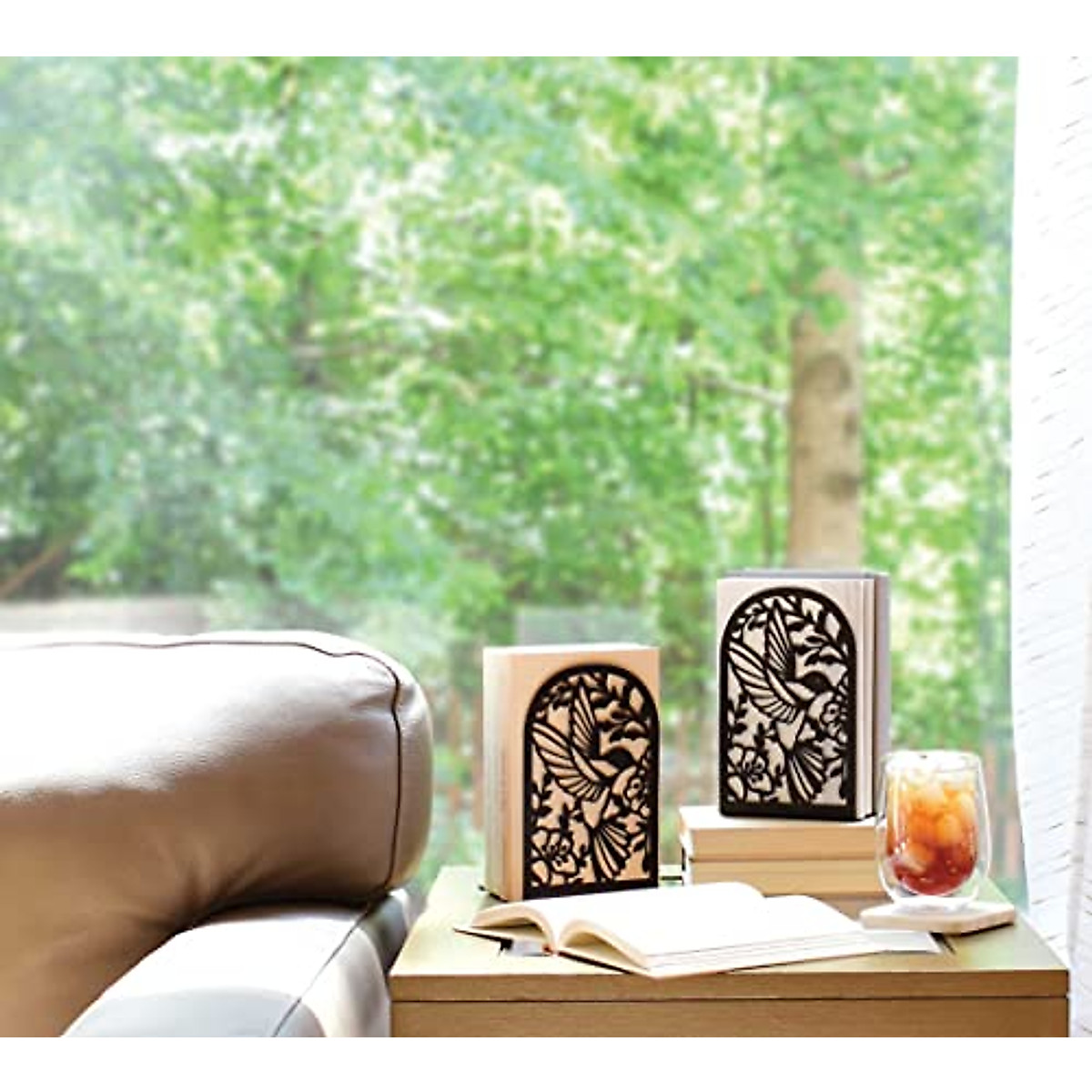 CNK Book Ends , Premium BookEnds for Bookend Shelves, Book Stopper Metal Book Ends for Home Office Heavy Books, Book Shelf Holder, Home Decorative, Book Stoppers, Book Holder Hummingbird Black