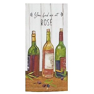 DHE Tuscan Themed Wine Bottles Cotton Kitchen Bar Towel Bundle of 2 Classic Absorbent Towels, Multi colored