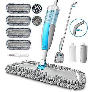 DDSNTY Mops,Microfiber Spray Mops for Floor Cleaning,Dust Cleaning Mop,Kitchen Dry & Wet Mop with 410ML&300ML Refillable Bottle 4 Reusable Washable Pads for Hardwood Laminate Wood Tiles Floor