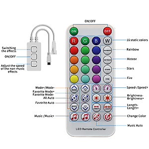 PAUTIX Bluetooth Music Pixel LED Smart Controller SP611E,for WS2811 WS2812 SM16703 Addressable Dream Color LED Strip Pixels Light DC5V-24V APP/IR Remote Control(NOT for RGB LED Strip without Smart IC)