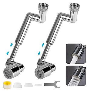 2 Pack Aihaomai 1440° Swivel Faucet Extender (1080°+360°+ Stretch),Faucet Attachment,Sink Faucet Attachment with 2 Water Modes for Kitchen or Bathroom,Foldable Sink Aerator