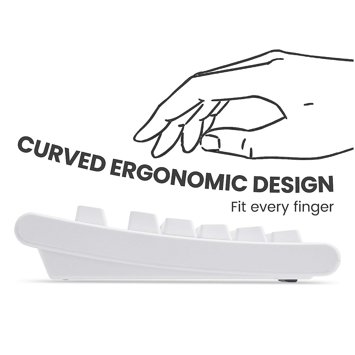 Perixx PERIBOARD-106 US W, Performance wired keyboard - 20 Million Key Press Life - Full Size 17.9"x6.6"x1.7" - White