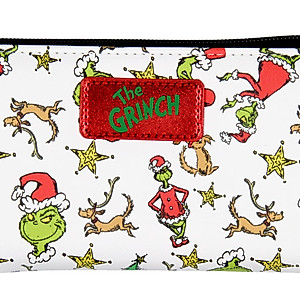 Bioworld How The Grinch Stole Christmas Grinch And Max faux Saffianno Leather Zip Closure Wallet