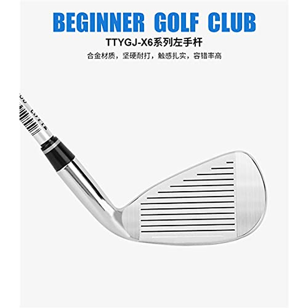 Left Handed Golf Club #7 Golf Club Putters Women Men Golf Practice Carbon Steel Shaft Golf Rod Golf Sports (Blue,Steel Shaft)