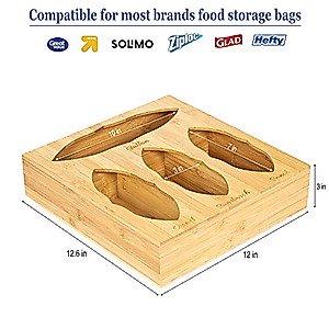 Ziplock Bag Storage Organizer, Kitchen Organization, Drawer Organizer, Magnetic, Bamboo, Unique Design