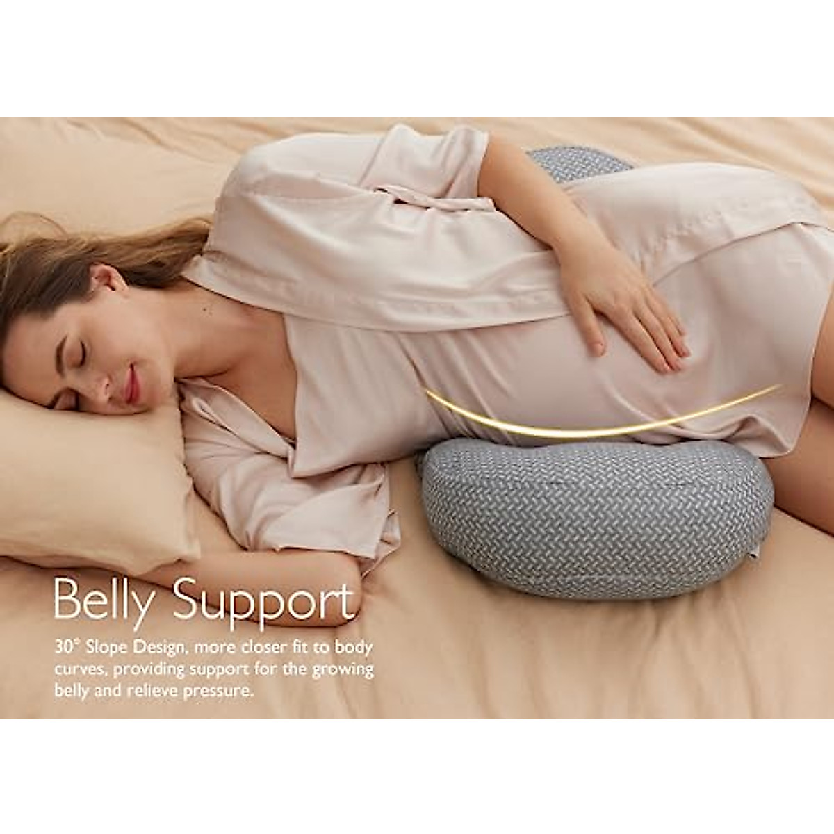 Momcozy Pregnancy Wedge Pillow for Sleeping, Portable Maternity Pillow for Side Sleeper, Support for Back, Belly, Hips for Pregnant Women, Adjustable Travel Pregnancy Pillow, Grey