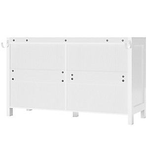 Hasuit White Dresser for Bedroom with LED Lights, Large Capacity Wooden Storage Cabinet, Chest of 6 Drawers, 6 Drawer Dresser for Hallway, Entryway