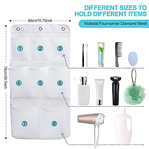 1 Pack Small Mesh Shower Caddy Hanging Hook for Cruise Ship Essentials Over Door Shower Caddy Organizer Quick Drying for Travel College Dorm,Gym,RV Camper Bathroom,8 Pockets for Shampoo,Soap(Black)