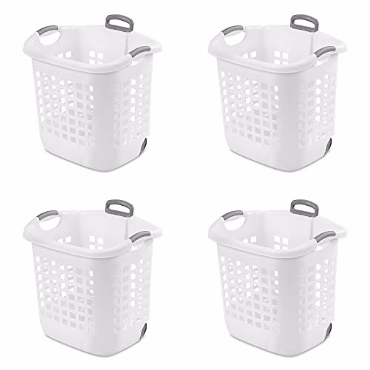 Sterilite 12248004 Laundry Basket, 62 L, White, Pack of 4